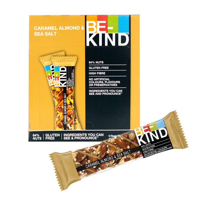Barre chocolatée Be-Kind caramel, amandes et sel de mer