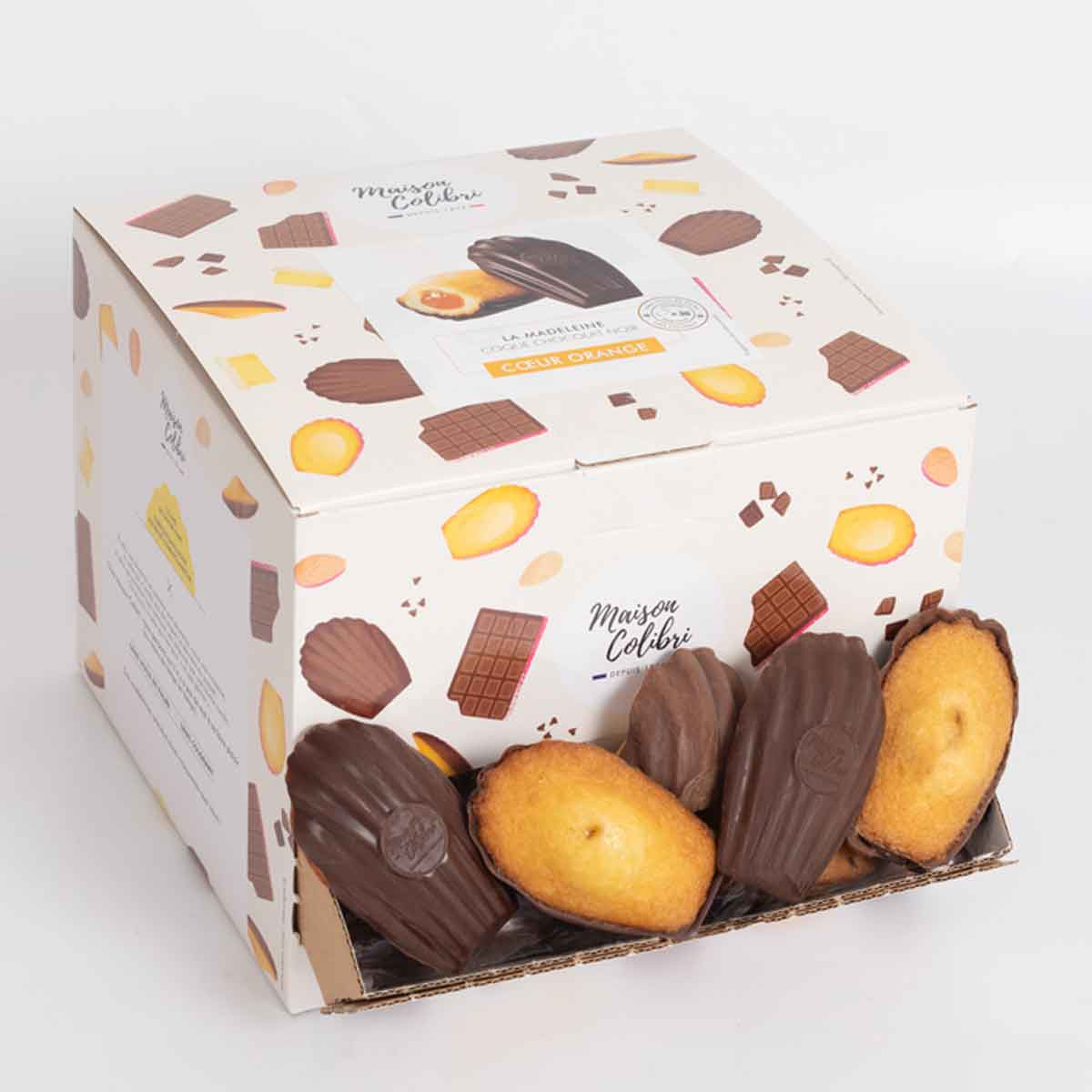 Madeleine Cœur Orange Maison Colibri Coque Chocolat - 60 madeleines