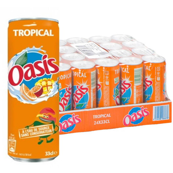 Oasis Tropical Jus de Fruits Canette slim de 33 cl par 24 : Achat en ...