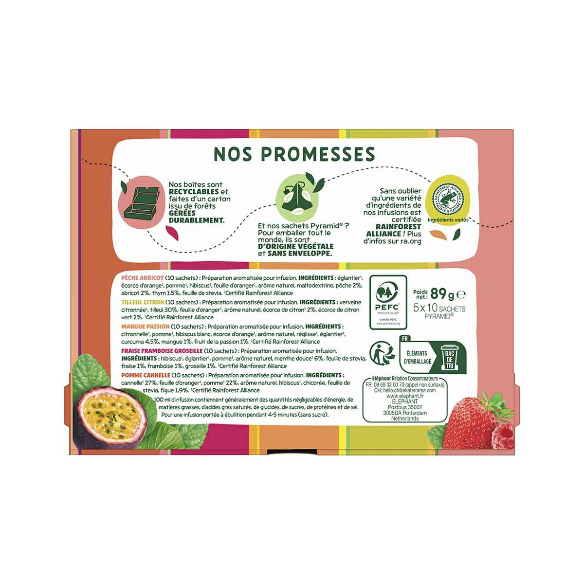 Coffret d'Infusions Fruitées Éléphant 5 variétés - 50 sachets