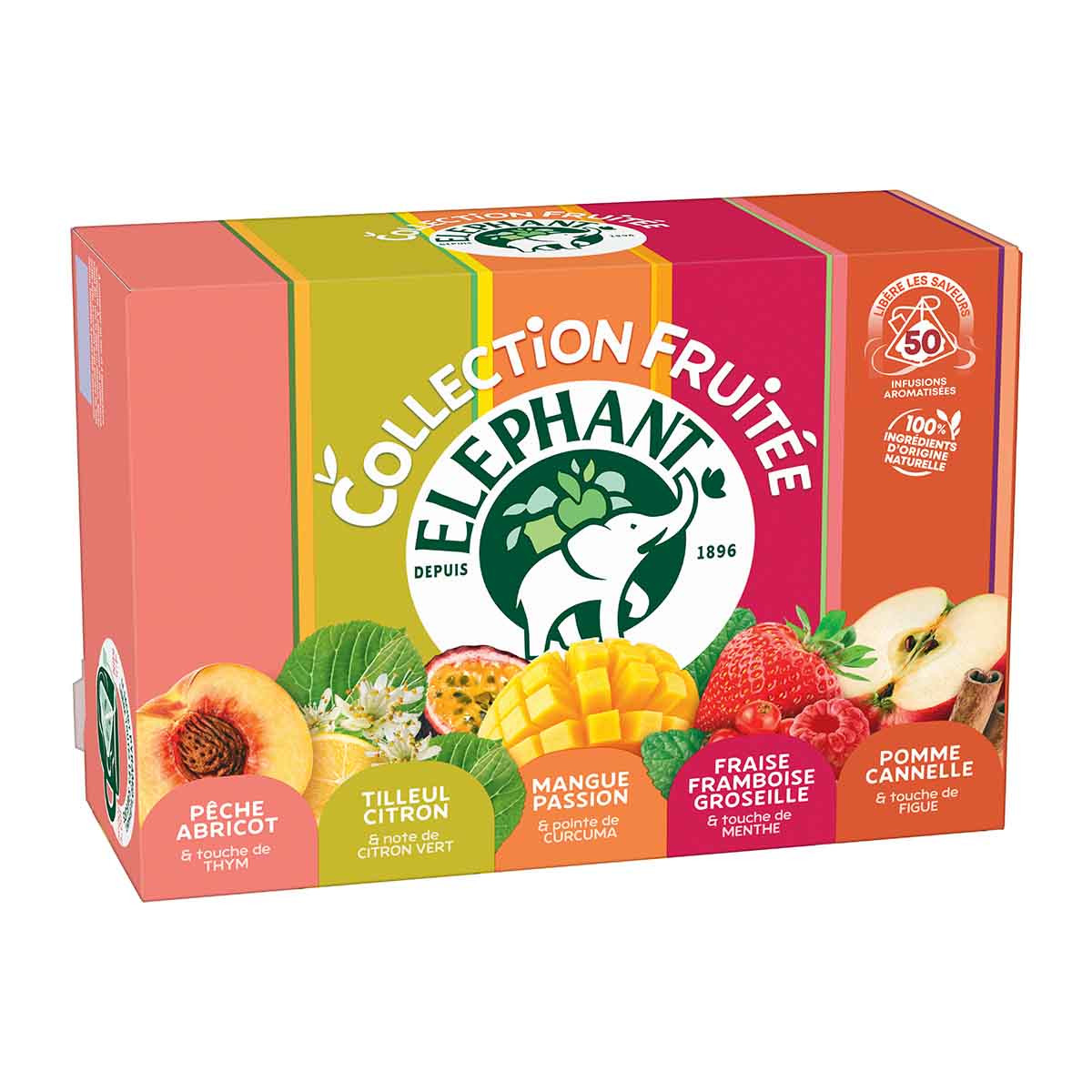 Coffret d'Infusions Fruitées Éléphant 5 variétés - 50 sachets