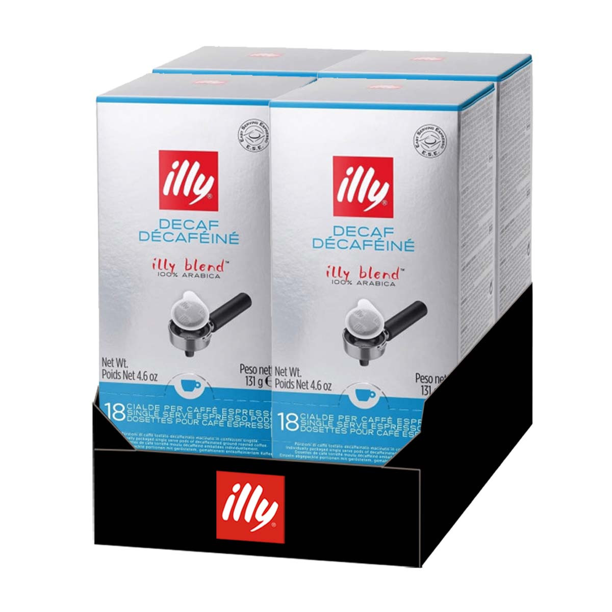 Dosette ESE illy Espresso Décaféiné - 4 boites